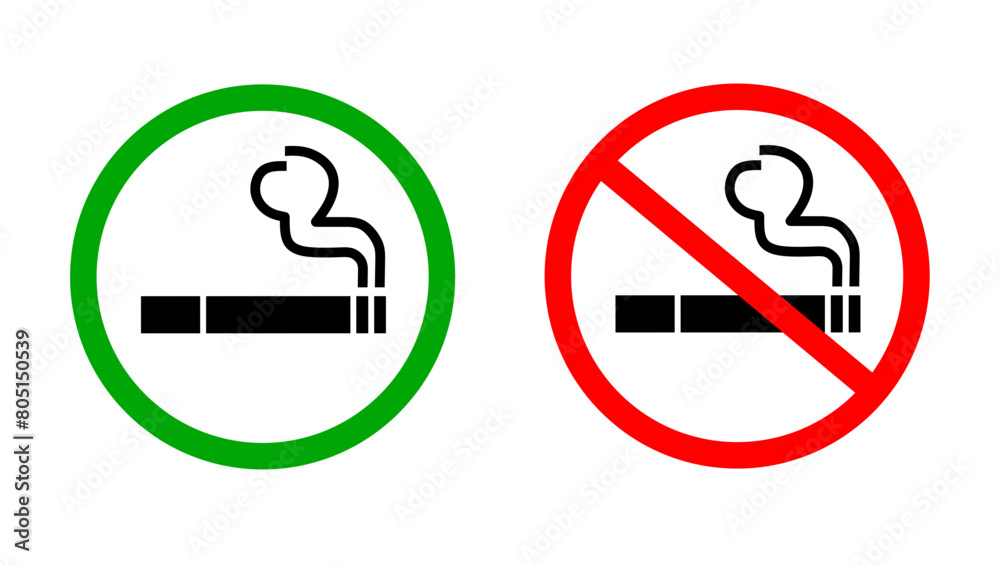 vector of smoking zone and non smoking zone signs Stock Vector | Adobe ...