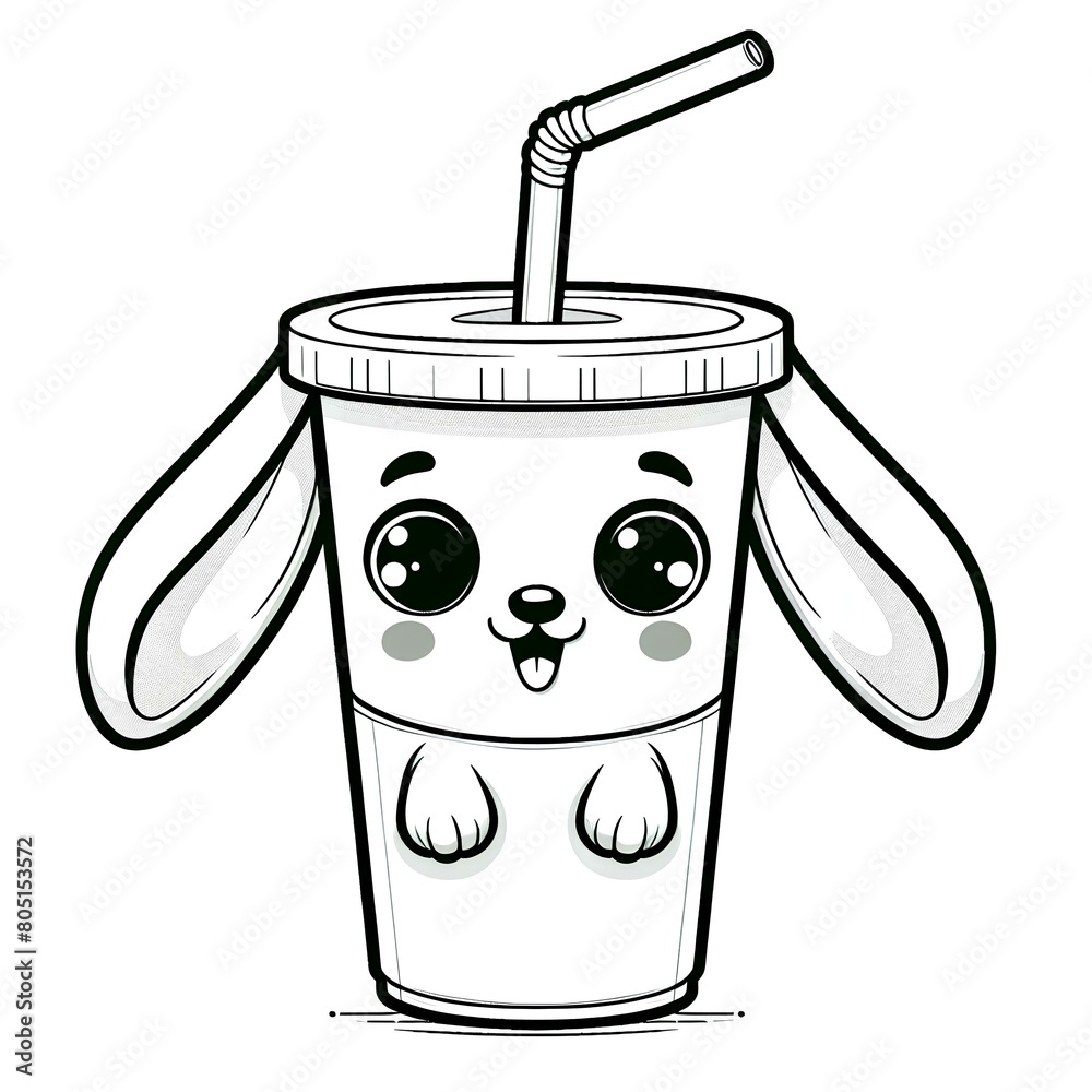 illustration of a cup, coloring page for kid, sketch drawing of mug ...