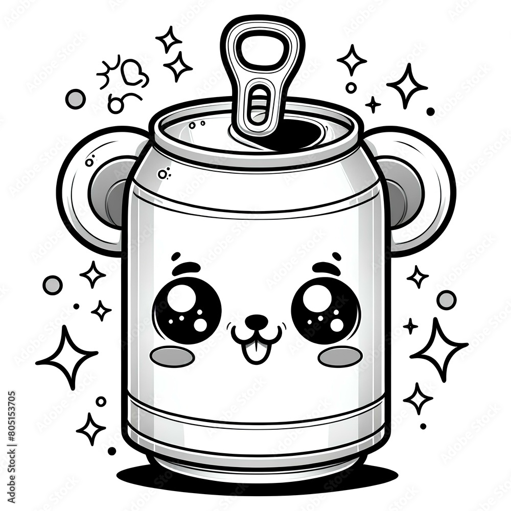 illustration of a can, coloring page for kid, sketch drawing of can ...