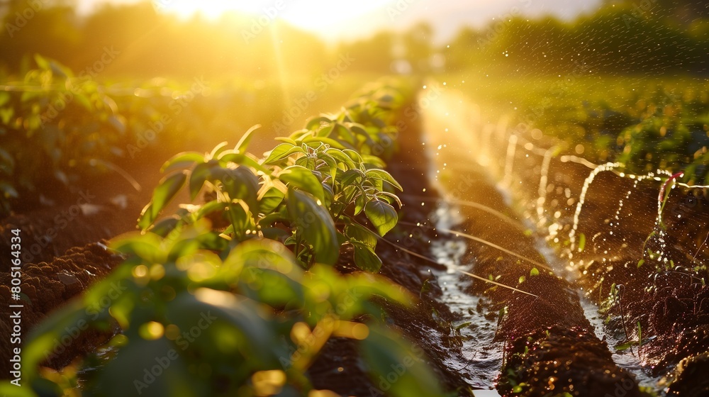 Advanced agricultural technology showcasing a precision irrigation ...