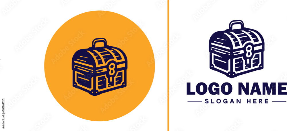 Treasure chest icon money lock box flat Treasure chest logo sign symbol ...