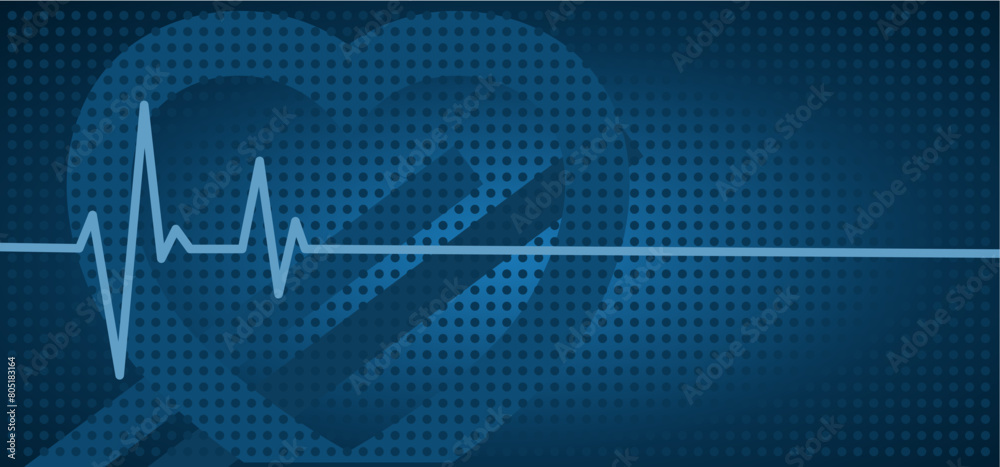 Heartbeat line, medicine health. Vector blue background with ecg line ...