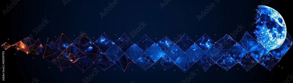 Illustrate a low-poly infographic showing the phases of the moon ...