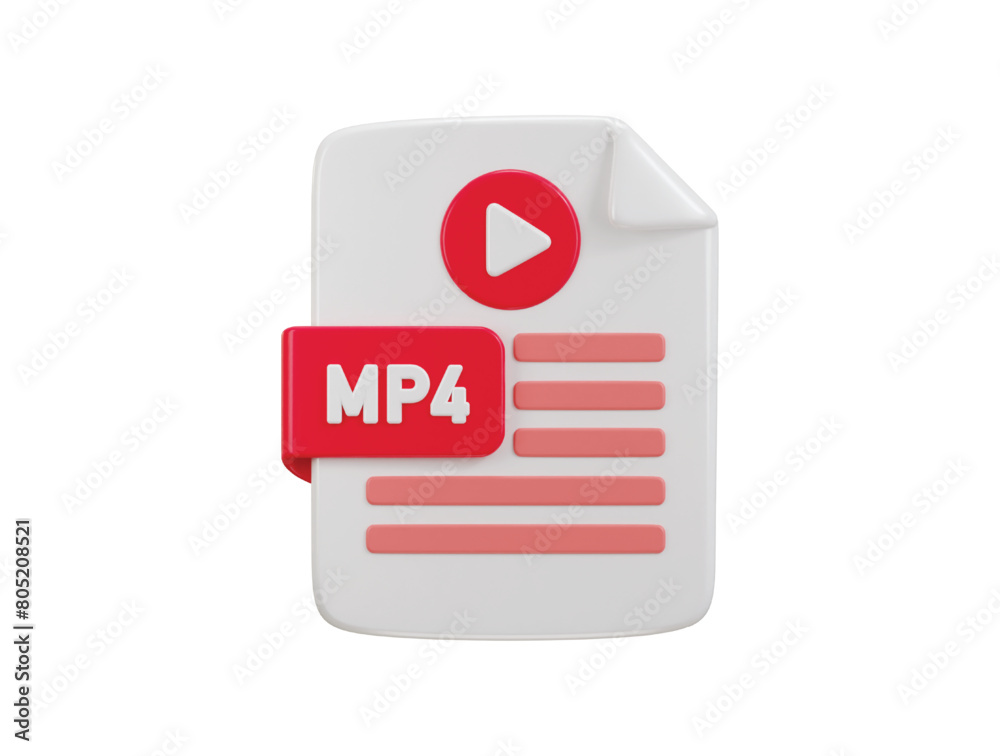 media icon with mp4 file format icon 3d rendering vector illustration ...