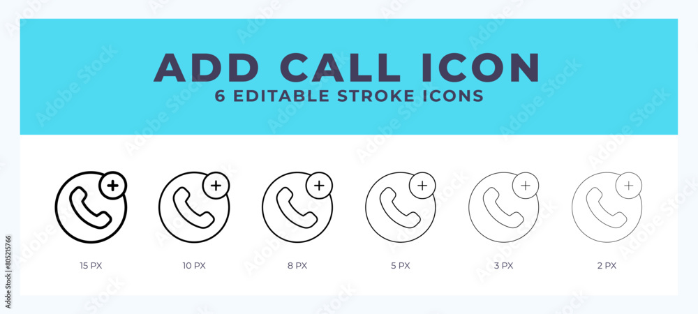 Add call icon symbol. Logo illustration thin line. Bold line vector ...