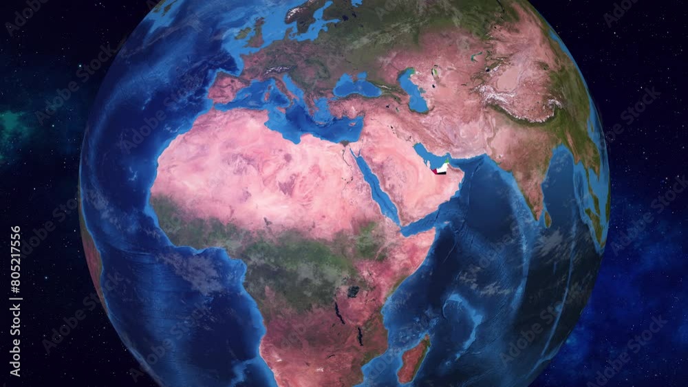 UAE: 4K Earth Zoom Animation on United Arab Emirates with its border ...