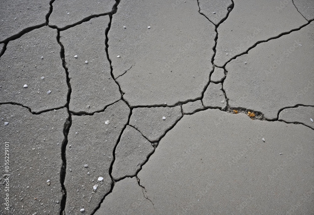 black break ground concrete sidewalk distraught surface old fractured ...