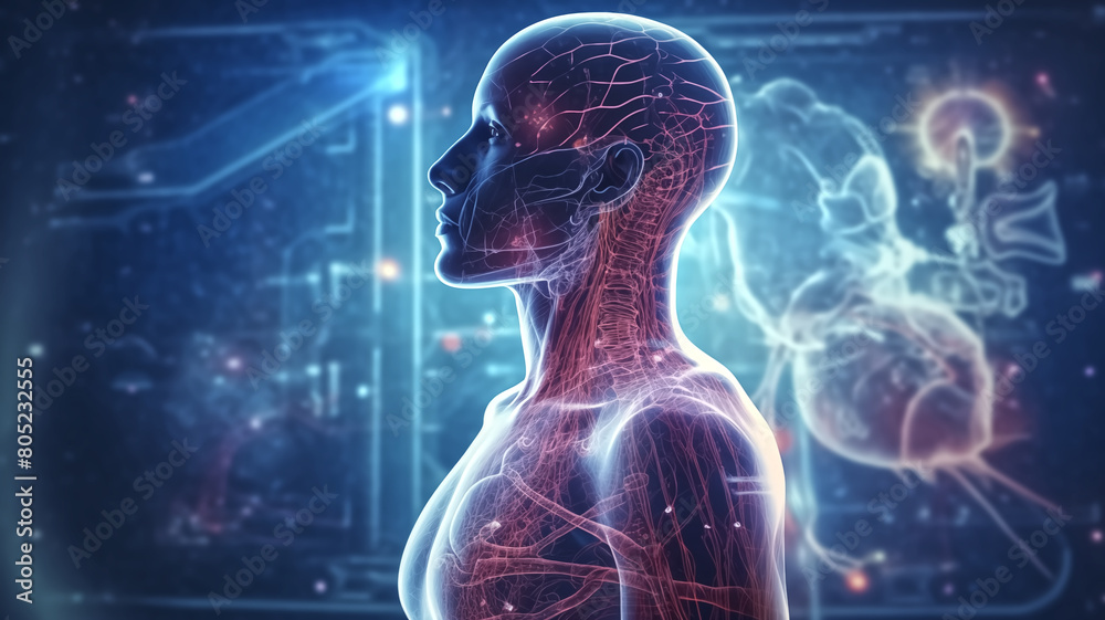 Artistic representation of human anatomy with visible neural networks ...