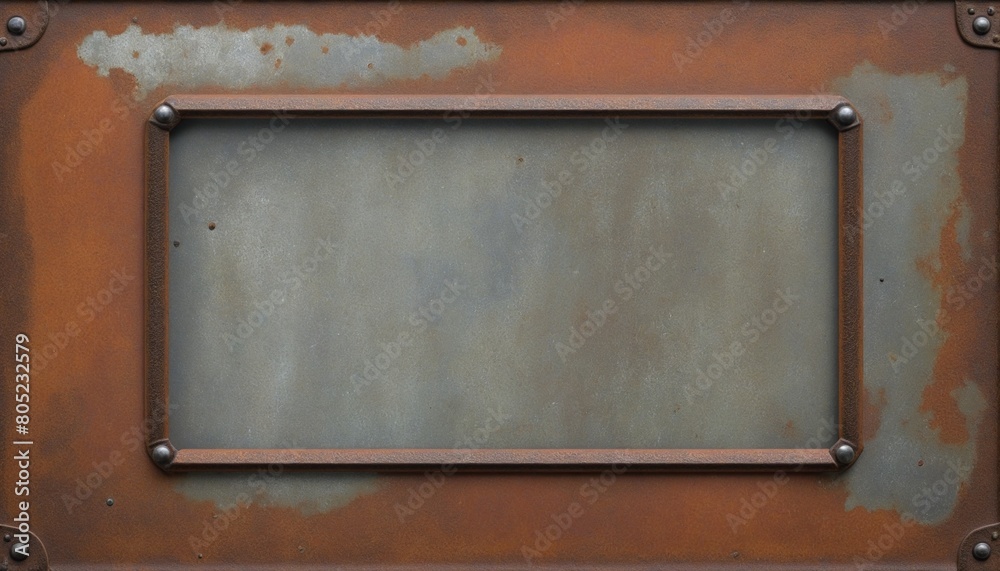 Realistic rusty metal frame border with bolts and nails Illustration ...
