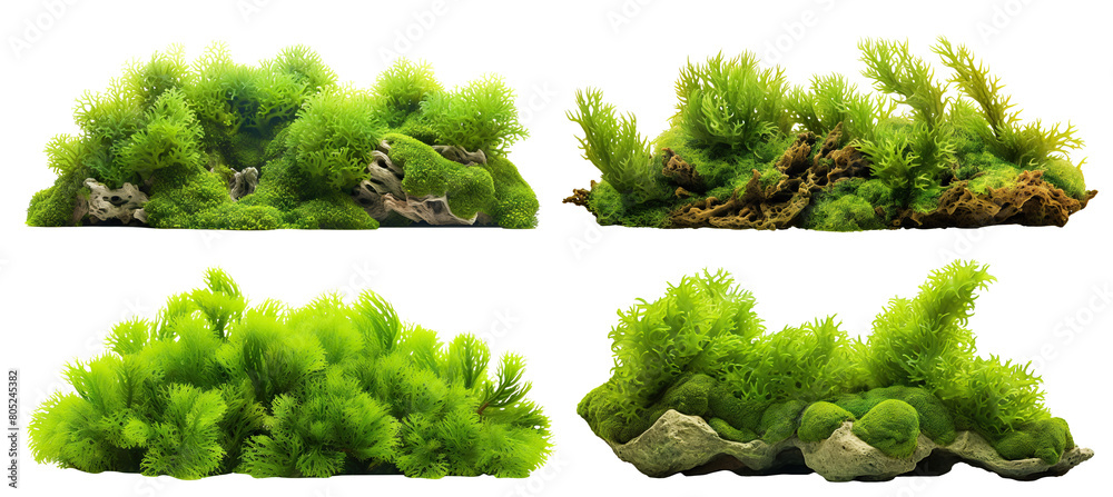 Set of green aquatic moss coral reefs, cut out Stock Photo | Adobe Stock