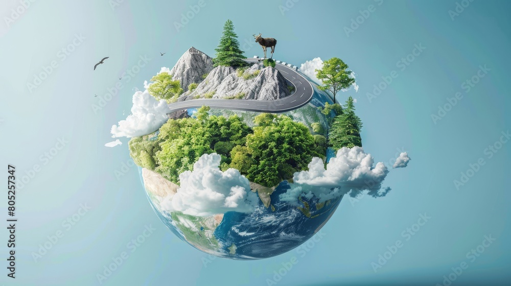 illustration of floating road on earth globe concept design isolated ...