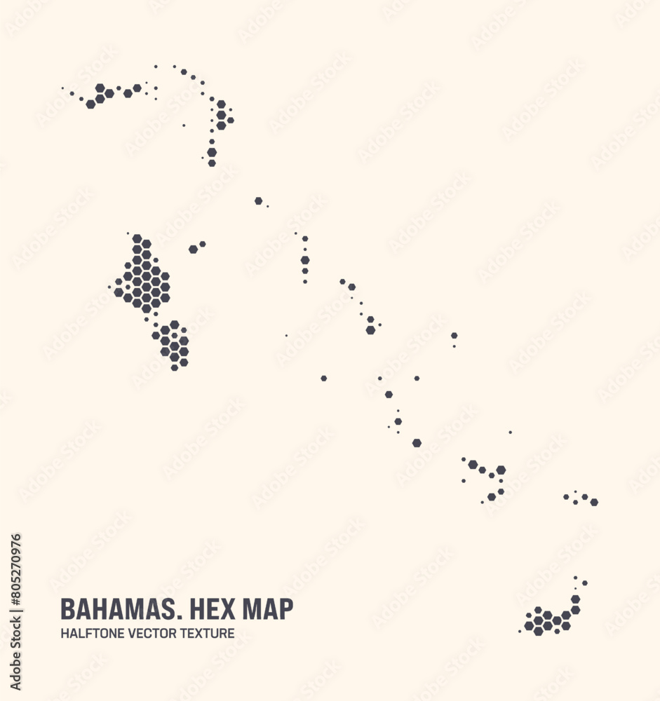 Bahamas Map Vector Hexagonal Halftone Pattern Isolate On Light ...
