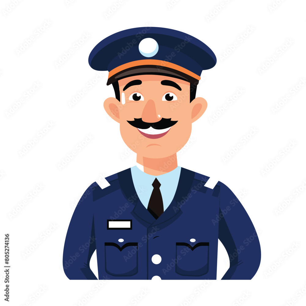 Smiling policeman character, friendly law enforcement officer, happy ...