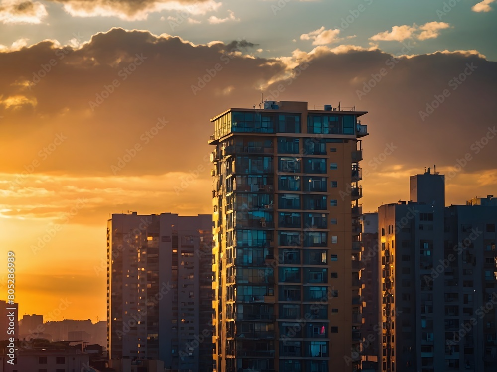 Golden Urban Glow, Be Enveloped by the Radiance of a Summer Sun Blur ...