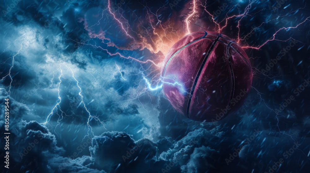 Basketball in a Thunderstorm Dramatic Electric Athleticism on a Colorful Abstract Wallpaper ...