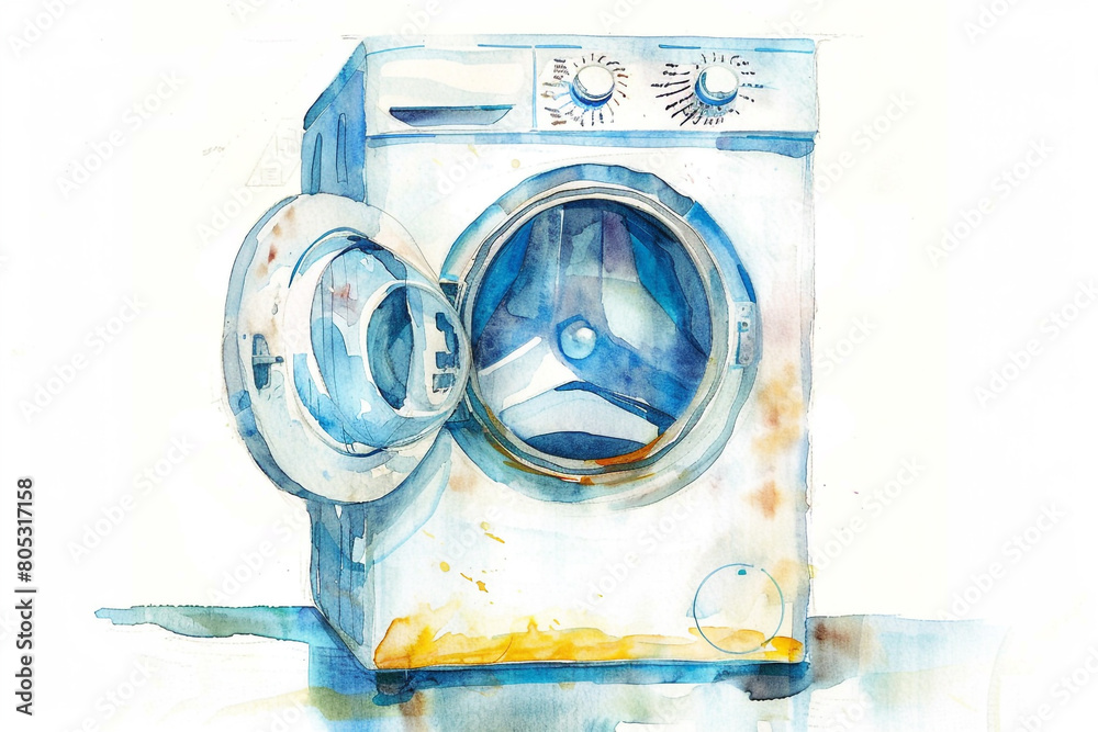Whimsy watercolor of A washing machine clipart, watercolor clipart ...