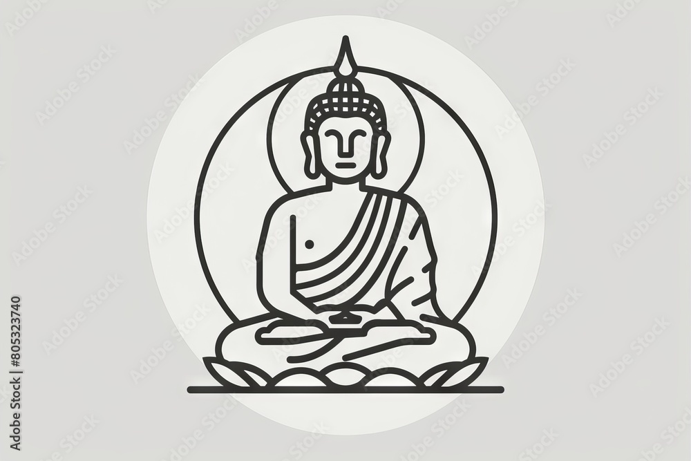 Abstract meditative calm, zen buddha line art on soft background ...