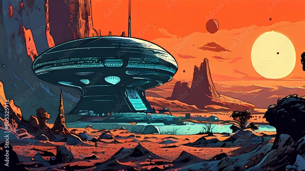 AI Illustration of Alien abodes illustrating an alien landscape ...