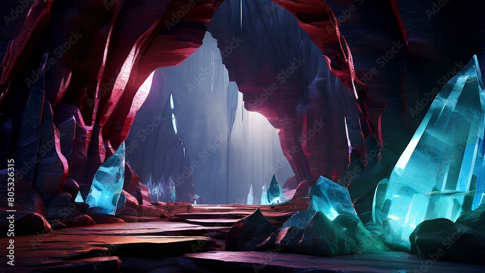 Crystal caverns designing a 3d wallpaper with crystal formations and ...