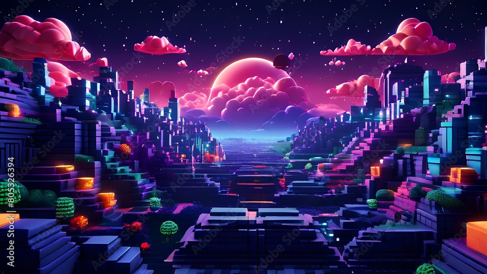 Digital dreams crafting a 3d wallpaper with pixel art and digital ...