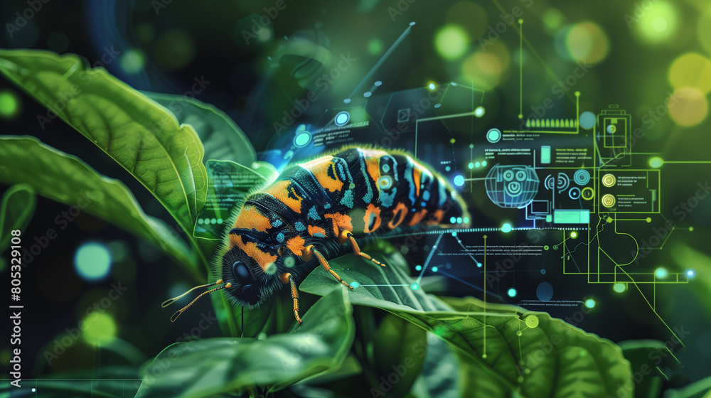 the journey of Digital Transformation with a caterpillar morphing into ...