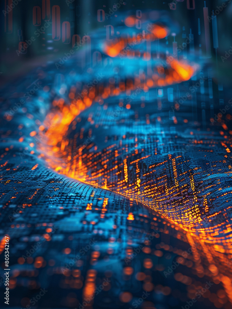 A trading chart path going in the same direction. Consists of blue and ...