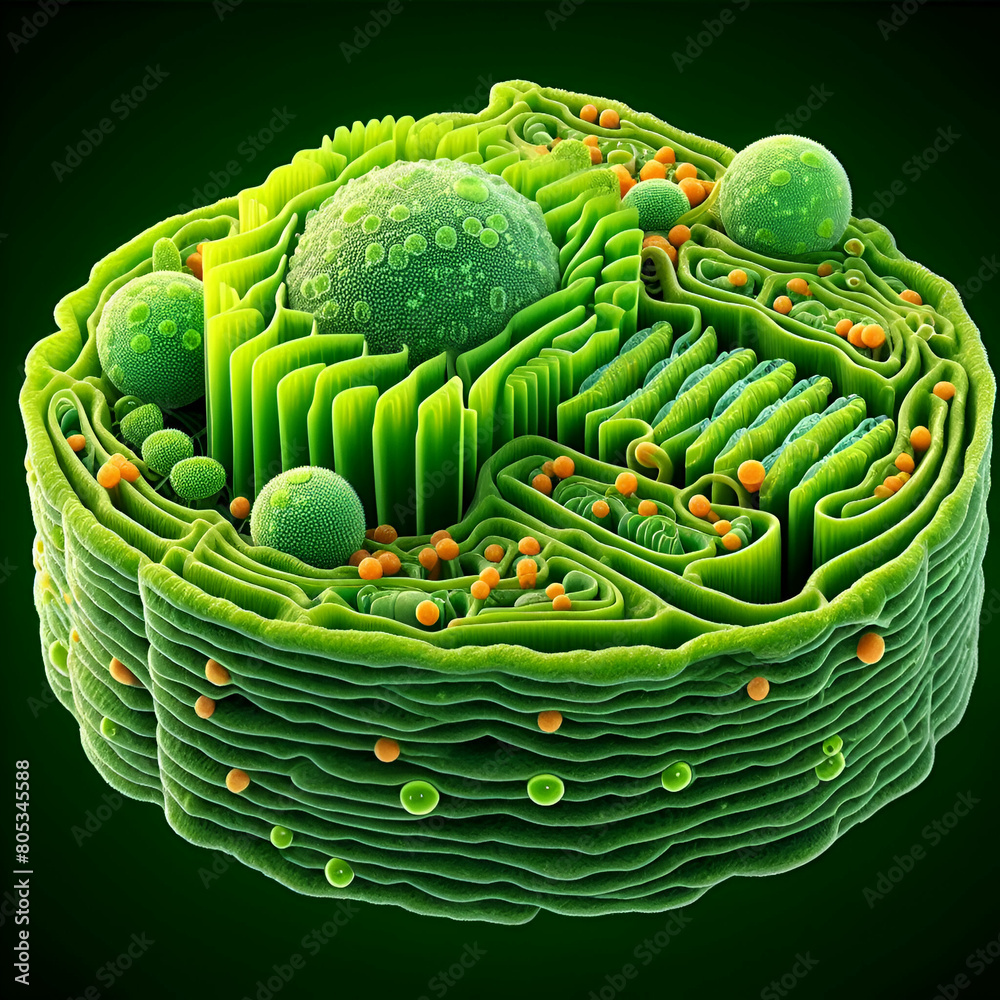 Chloroplasts: Depict chloroplasts in plant cells. Their green pigments ...