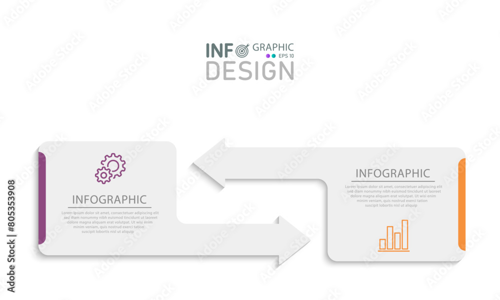 Vector infographic label design template 2 step process, presentation ...
