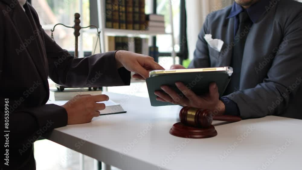 Lawyer is providing legal advice to a client. Legal consultant is ...