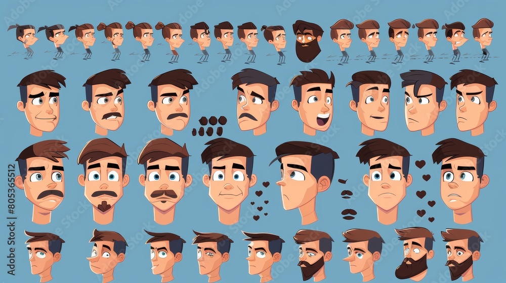 Construction kit for male avatars and faces, including different ...