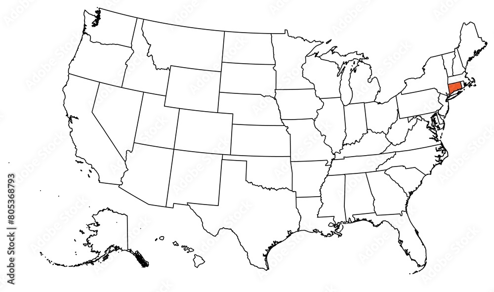 The outline of the US map with state borders. The US state of ...