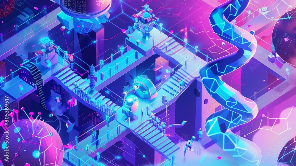 Science of genetic engineering banner. Isometric illustration of ...