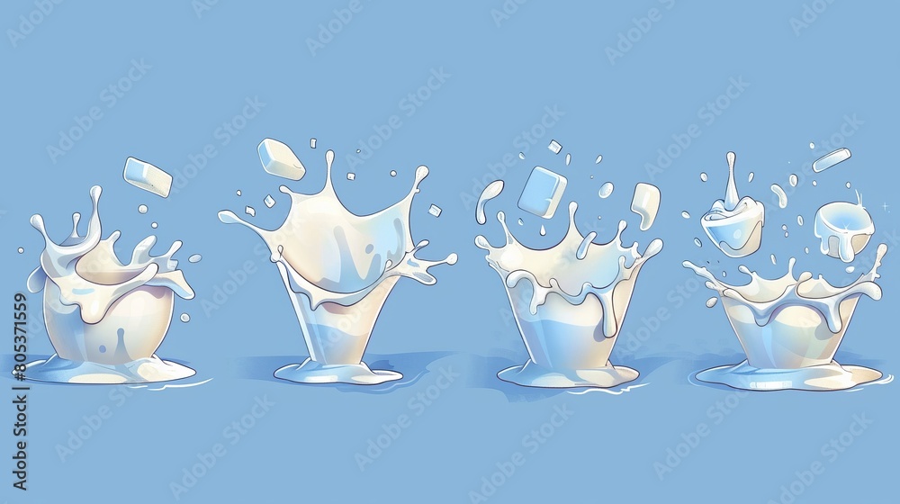 Animation sprite sheet of a milk splash sequence Stock Illustration ...