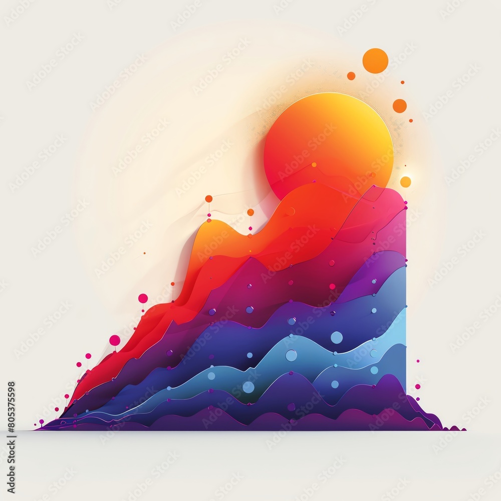 Minimalist area chart showing economic growth over decades, with shaded ...