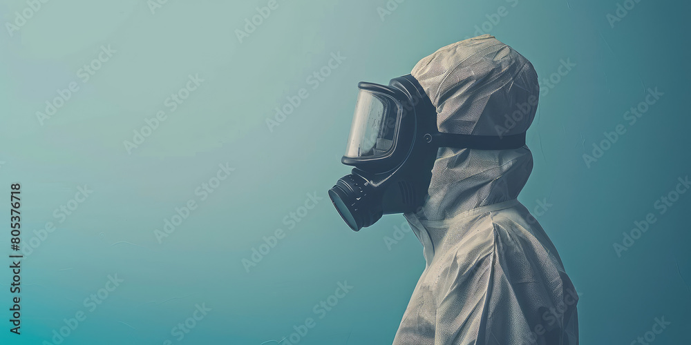 Pest controller man in a jumpsuit uniform at work. A man treats with an ...