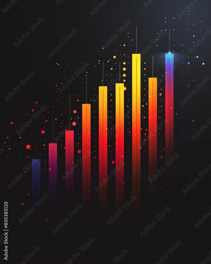 Simple graphic of a histogram with highlighted peaks, illustrating key ...
