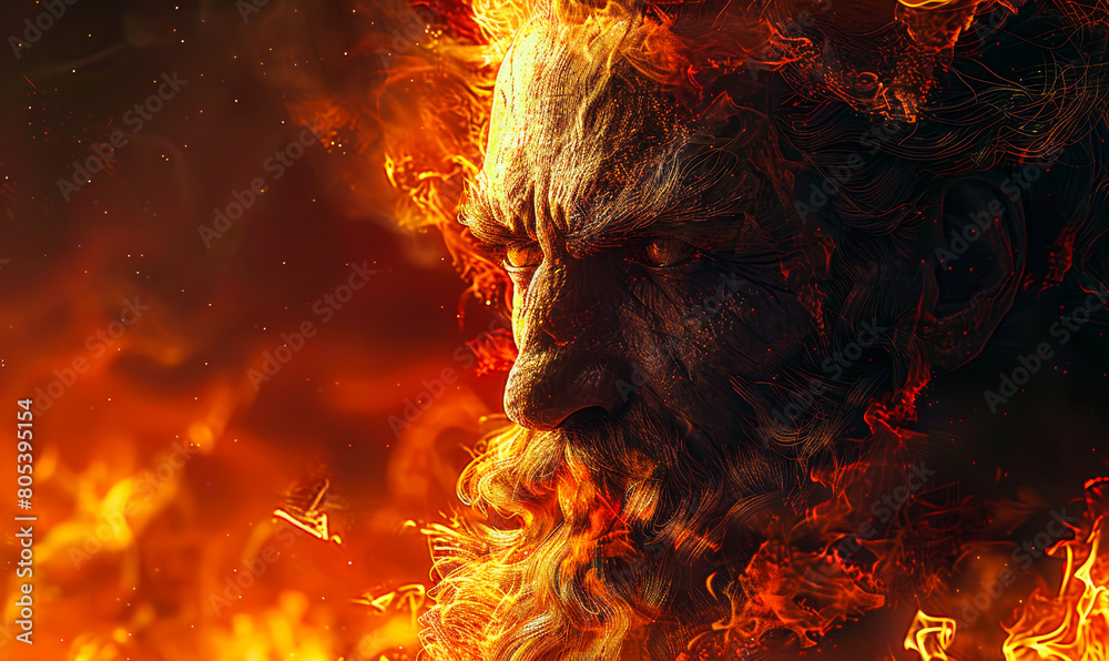 Majestic Greek God Prometheus Standing Vigilant, Holding Flaming Torch ...