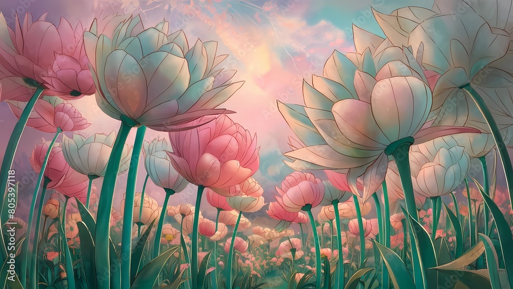 Ilustración del Jardín de Flores: Una obra mágica donde las flores ...