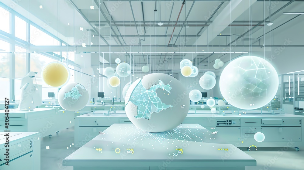 A realistic 3D model of a laboratory where scientists use augmented ...