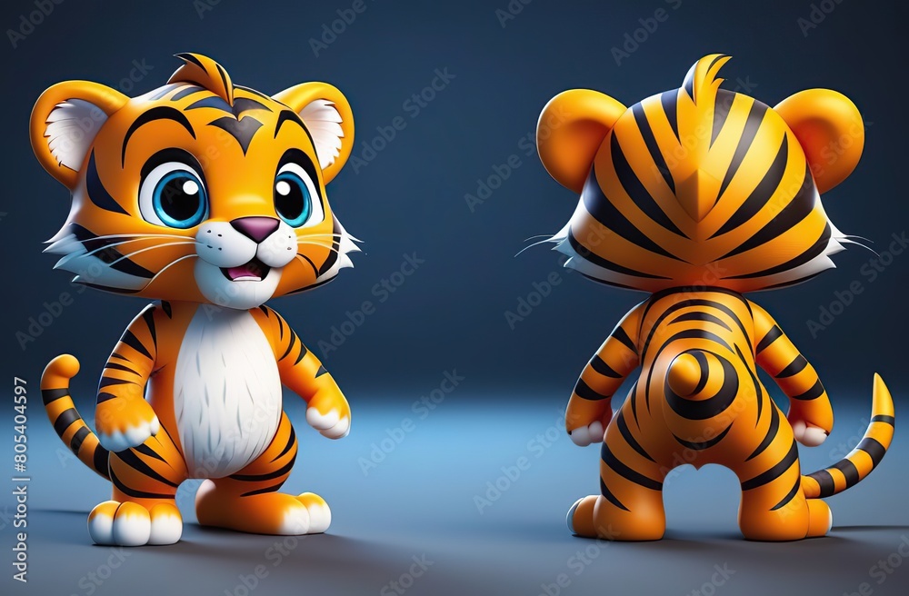 3d cute cartoon tiger monster realistic 3d monster Stock Illustration ...