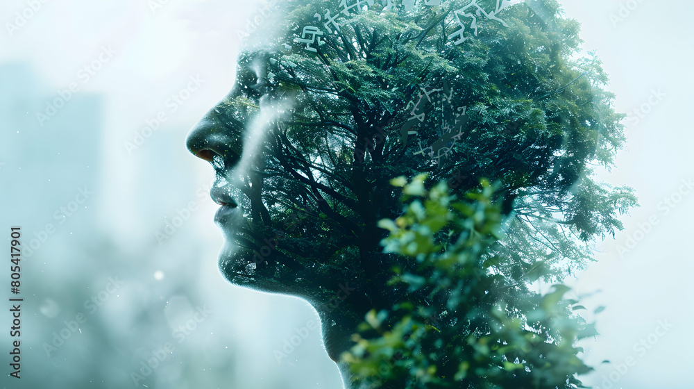 Man Double Exposure with Eco Evolution A Card Depicting the Evolution ...