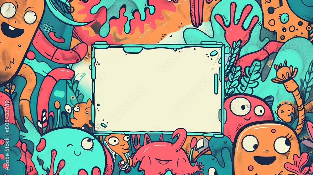 cute alien creature character design cartoonish page print frame or ...