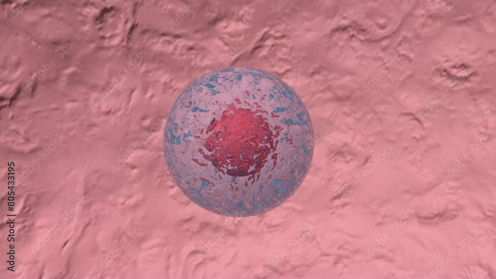 3D Animation of Cell division under a microscope. Dividing and ...