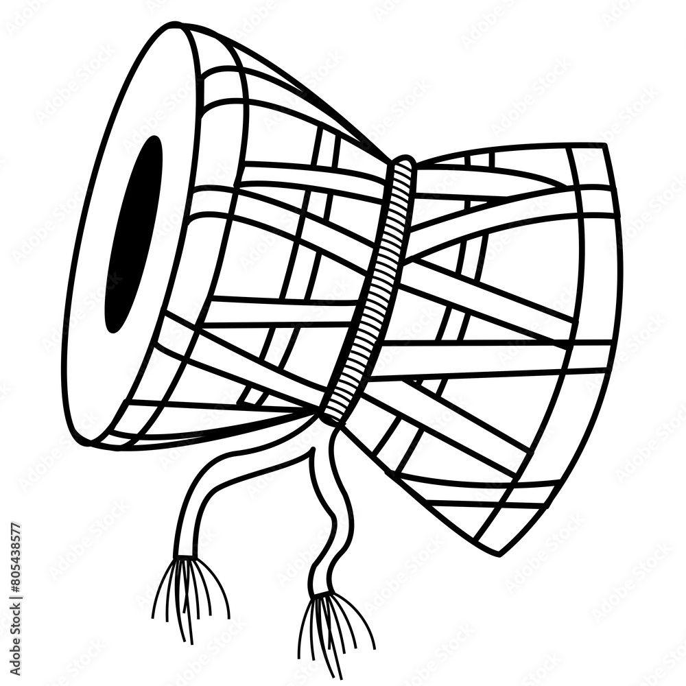 Damru Instruments, A damaru is a small two-headed drum illustration ...