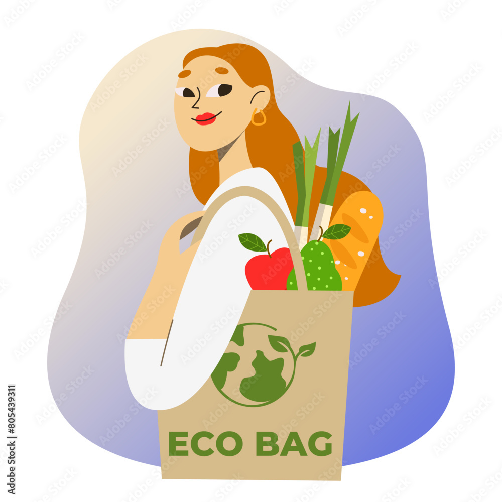 Eco bag or zero waste bag. People care about the planet. No plastic bag ...