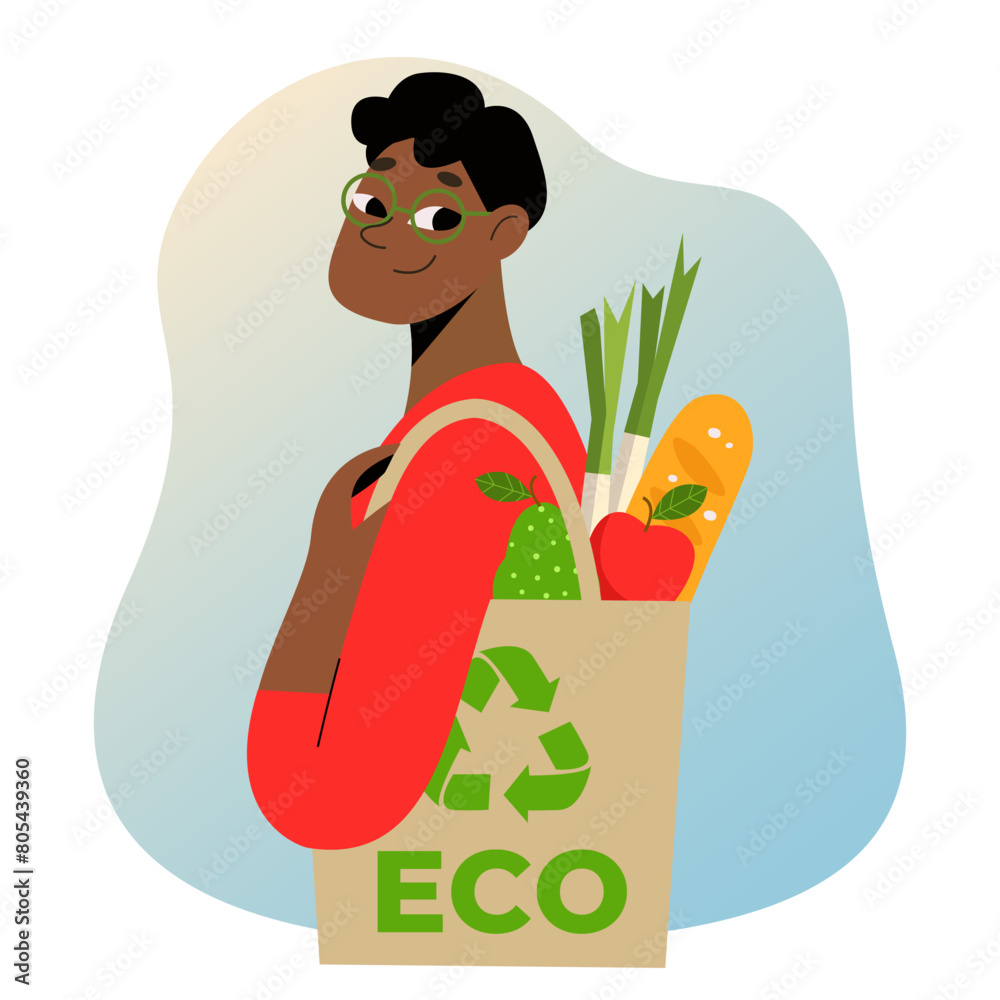 Eco bag or zero waste bag. People care about the planet. No plastic bag ...