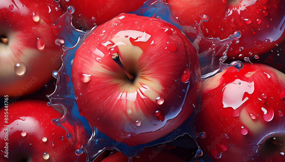 Flat lay of apple fruit texture with slice, Top view of fruits concept ...