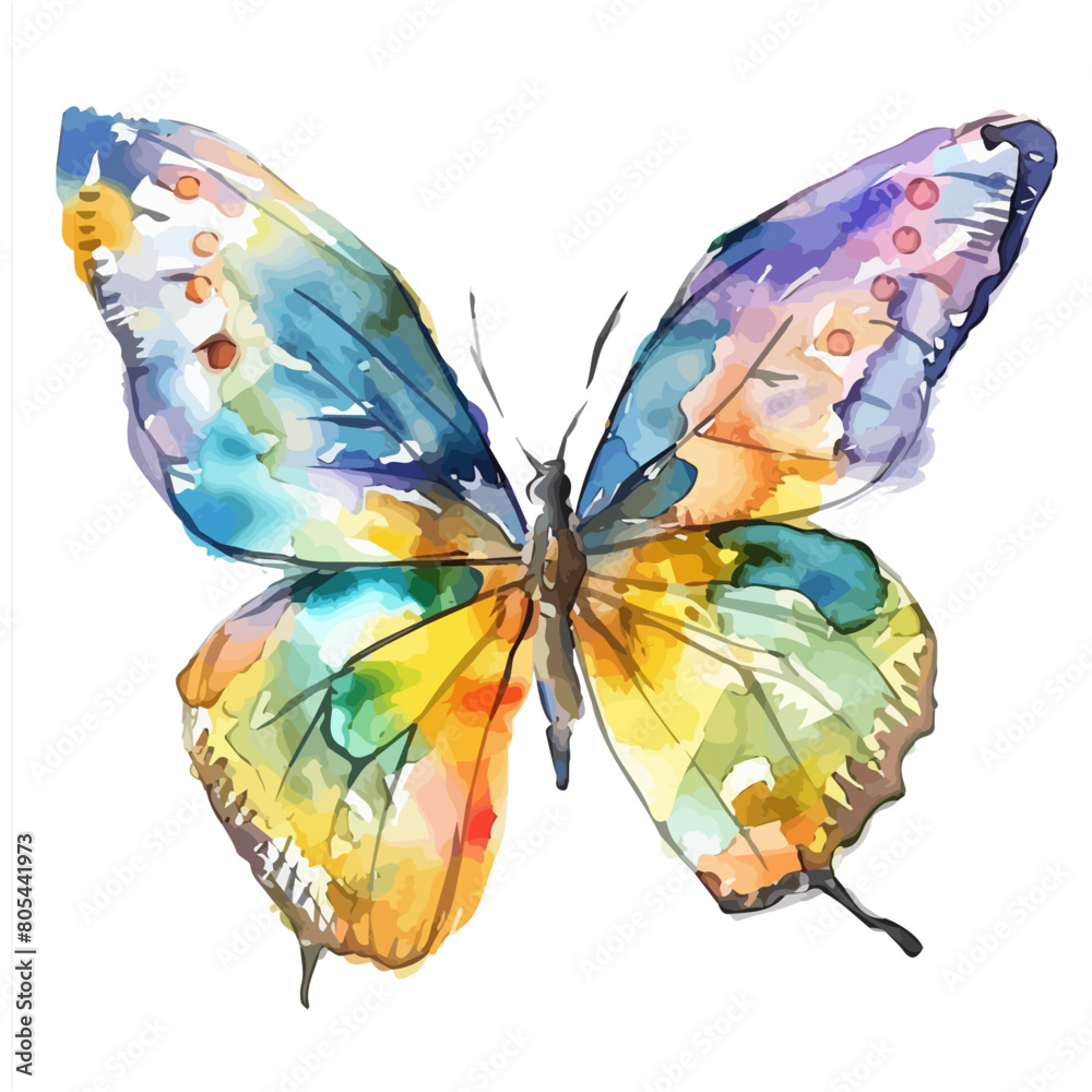 Watercolor painting of a butterfly, isolated on a white background ...