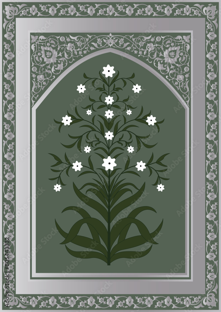 Jharoka , Mughal art , Decorative Indian beautiful Mughal illustration ...