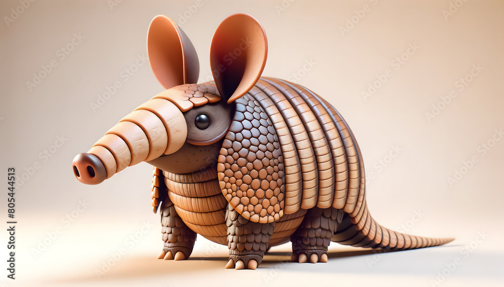 3D caricature of armadillo, cartoon-style, Cute armadillo cartoon character - 3D illustration ...